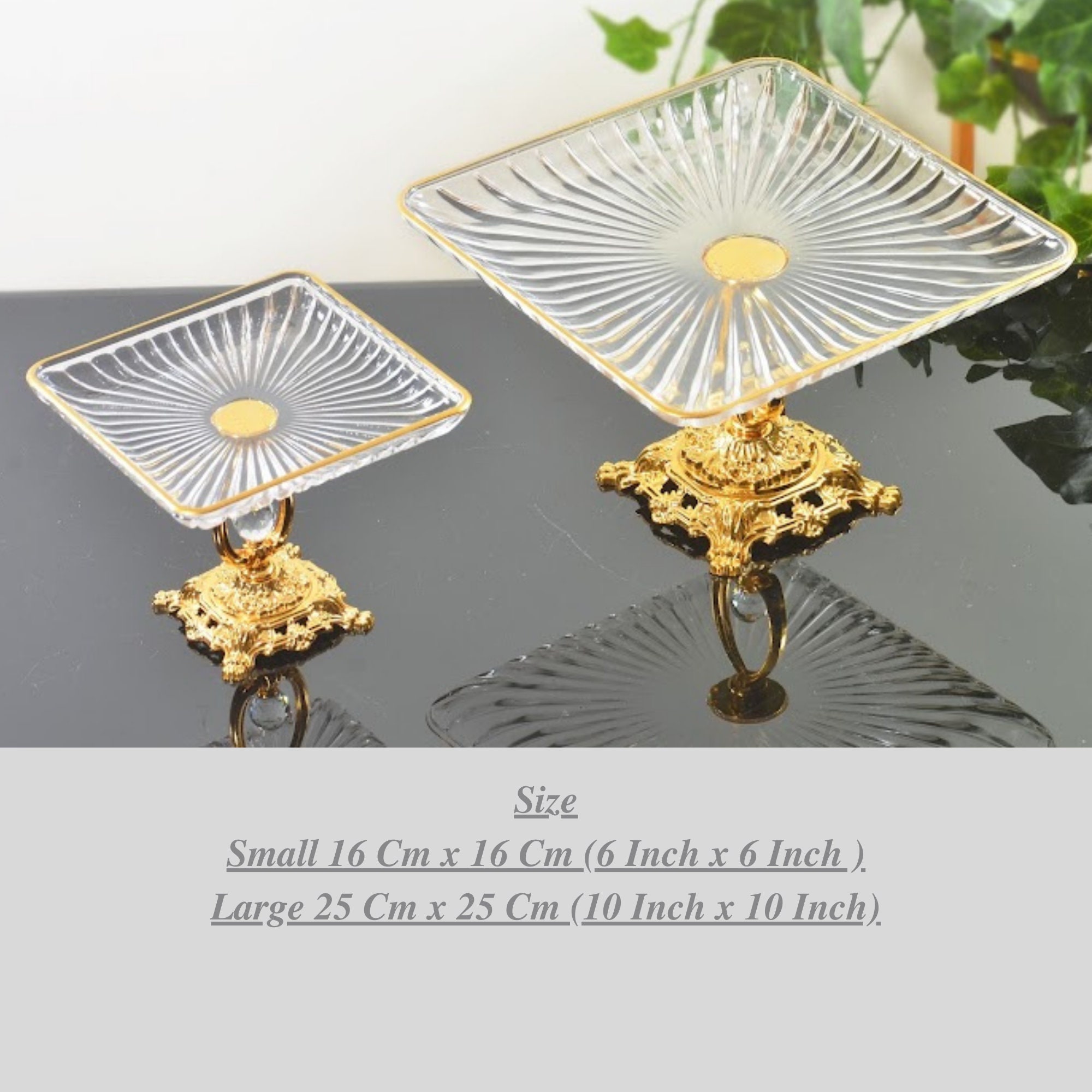 Enhance Your Table Setting With the 2-piece Gold-adorned Glass Serving ...