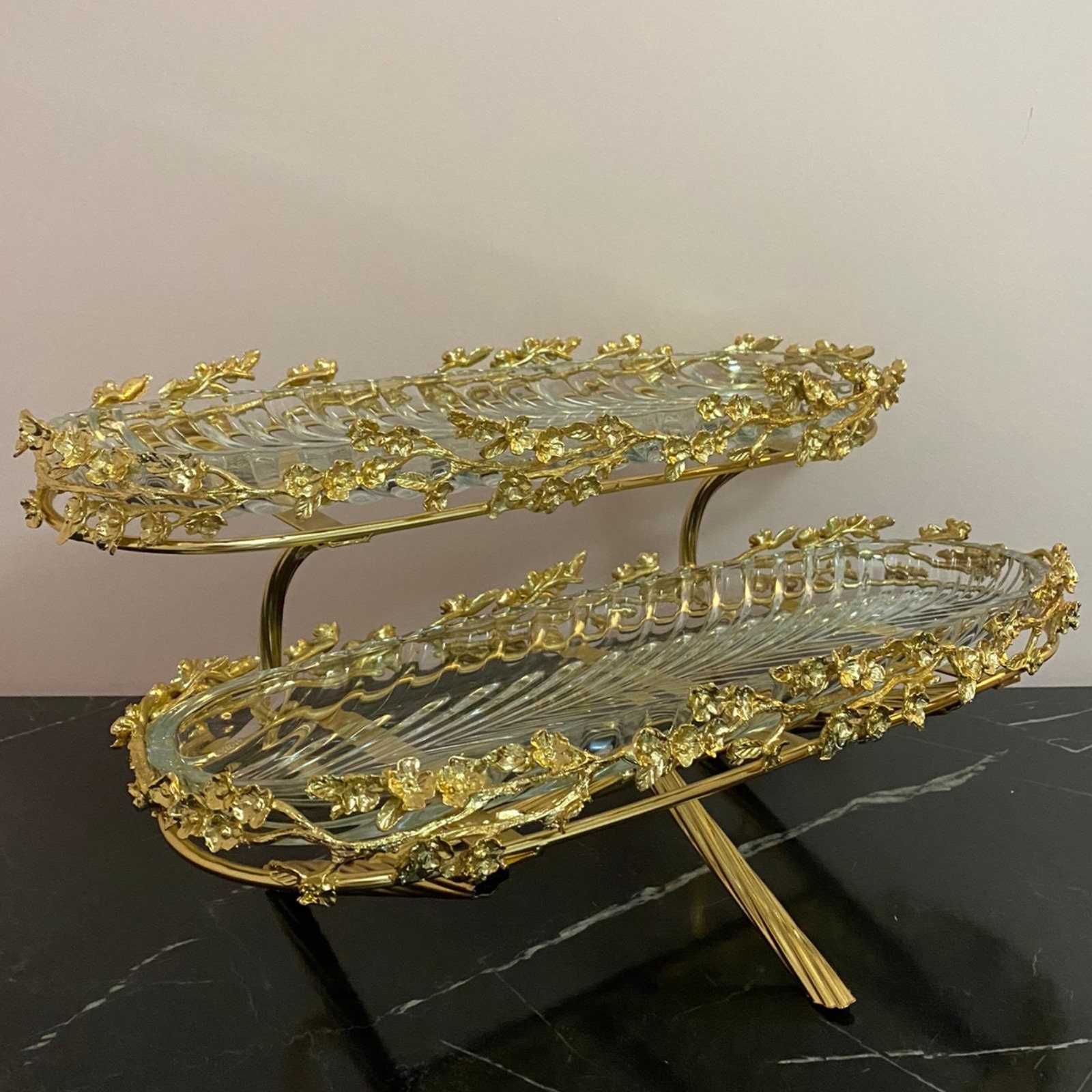 Elegant Gold Kitchen Decor - Layered Cheese Presentation Tray With ...