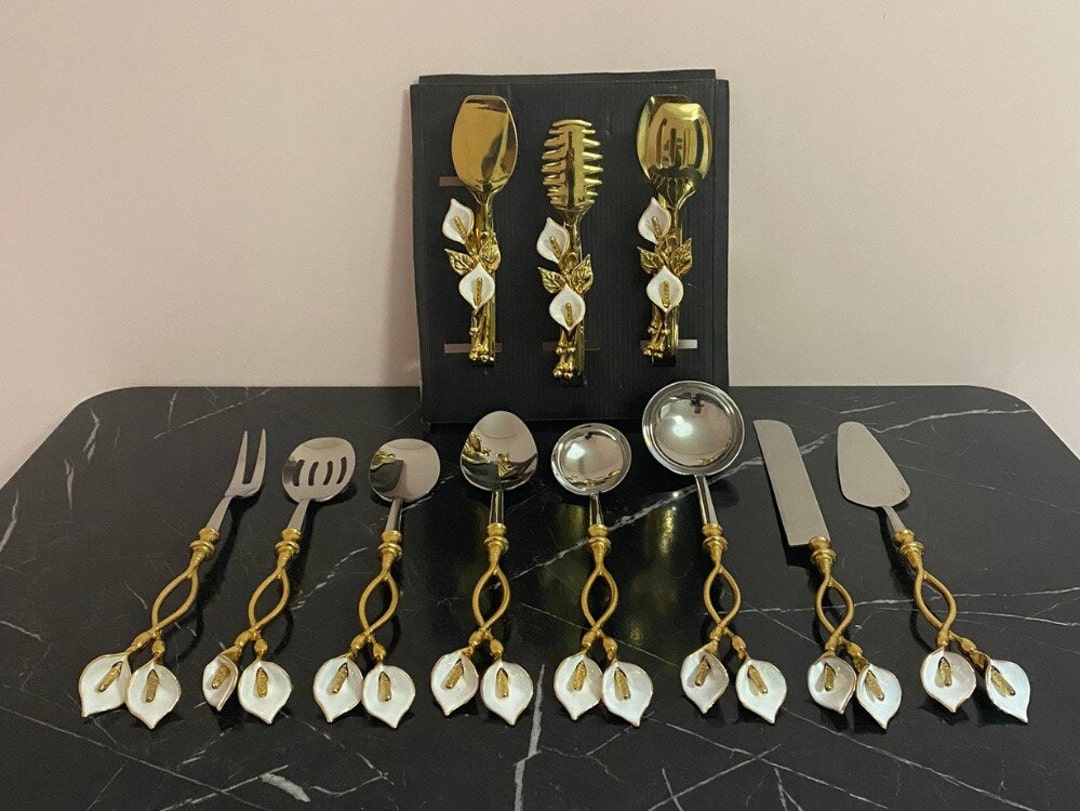 Elegant Stainless Steel Utensils Set for Soup, Cake, and Salad Service ...