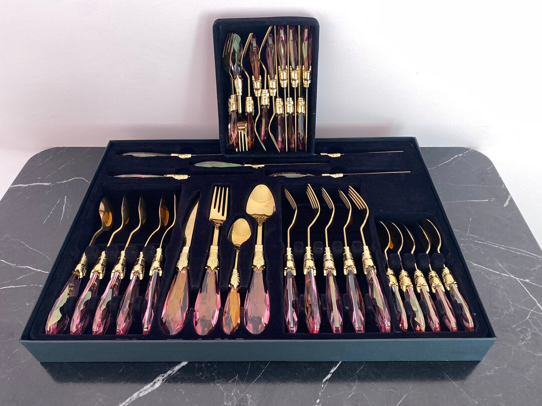 Titanium Coated Stainless Steel Flatware Set (36 Pcs) - Elegant Dining ...