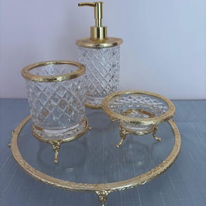 Luxury 4-piece Bathroom Set – Bathroom Accessories, Gold Soap Dispenser ...