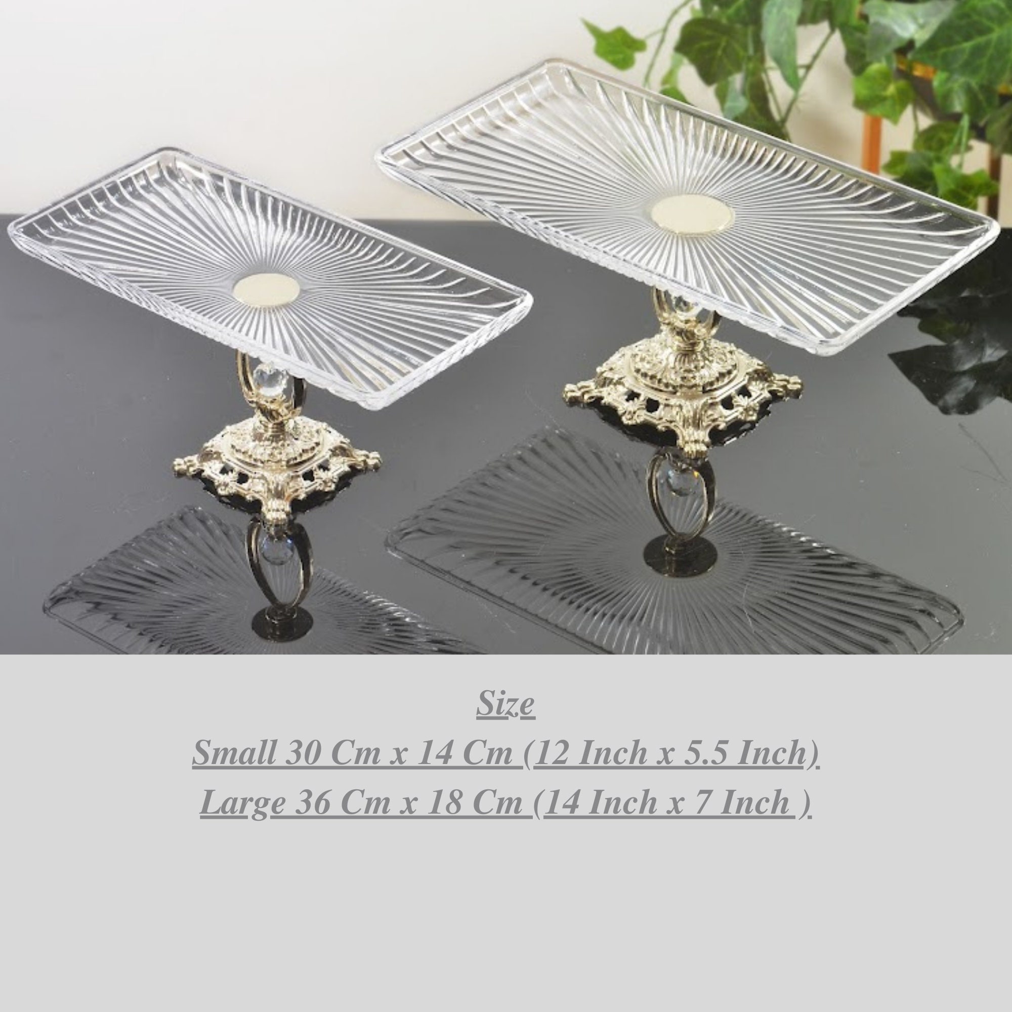Enhance Your Table Setting With the 2-piece Gold-adorned Glass Serving ...