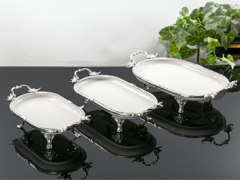 Elegant 3-piece Gold Decorative Porcelain Snack and Cake Serving Plates ...