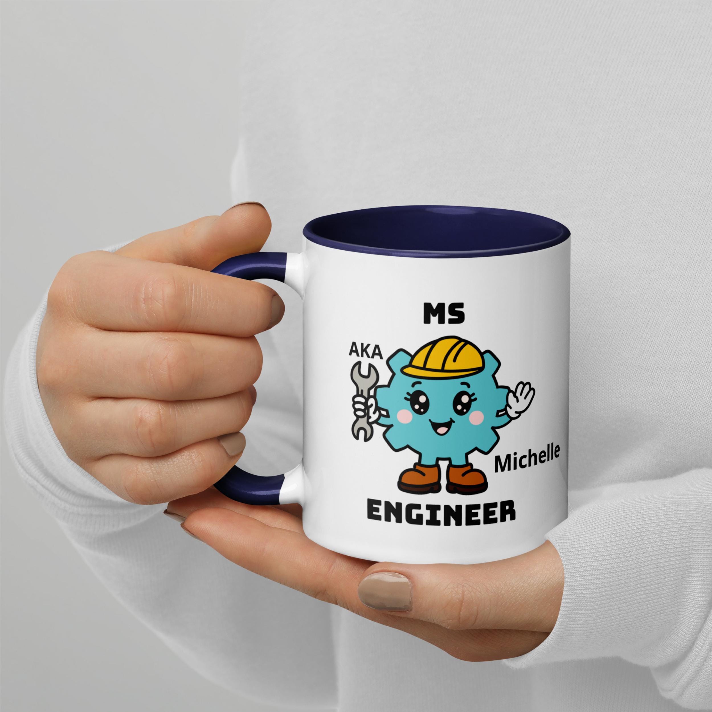Personalised Engineer Mug With Colour Handle and Inside. Women in ...