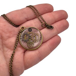 Gear Steampunk Handmade Necklace. Brass and Resin Minimalist Industrial ...