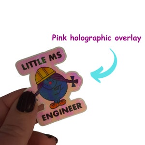 Little Ms Engineer Vinyl Sticker. Steminist Holographic Decal Women and ...