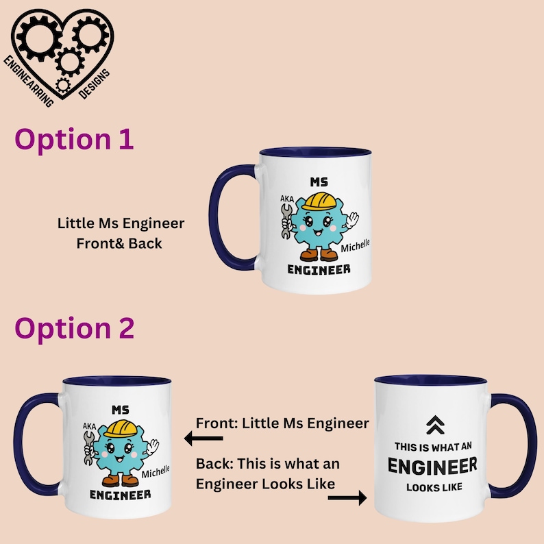 Personalised Engineer Mug With Colour Handle and Inside. Women in ...