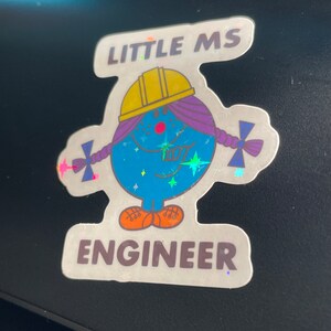 Little Ms Engineer Vinyl Sticker. Steminist Holographic Decal Women and ...