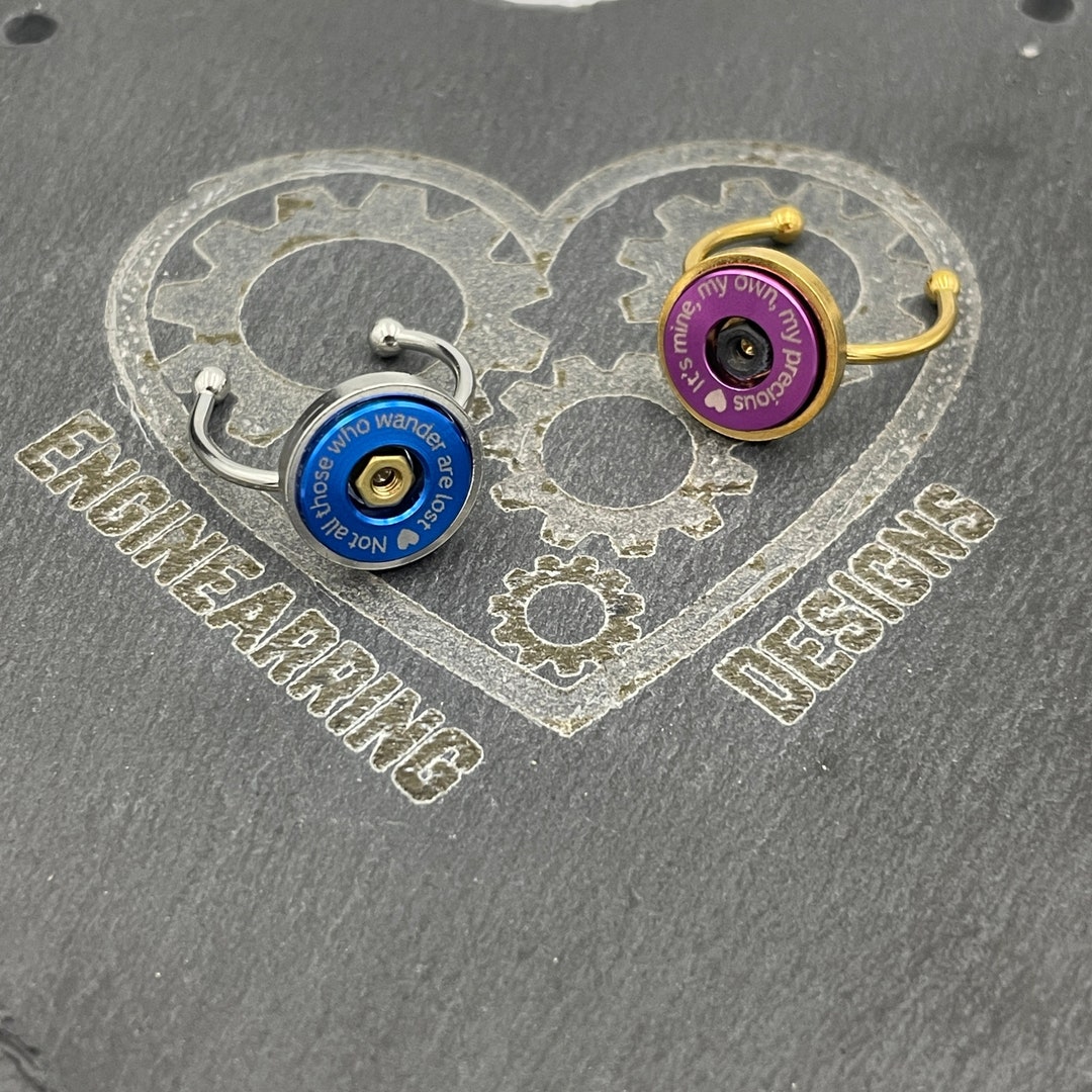 Personalised Ring With Engraved Hardware and Nut Components. - Etsy