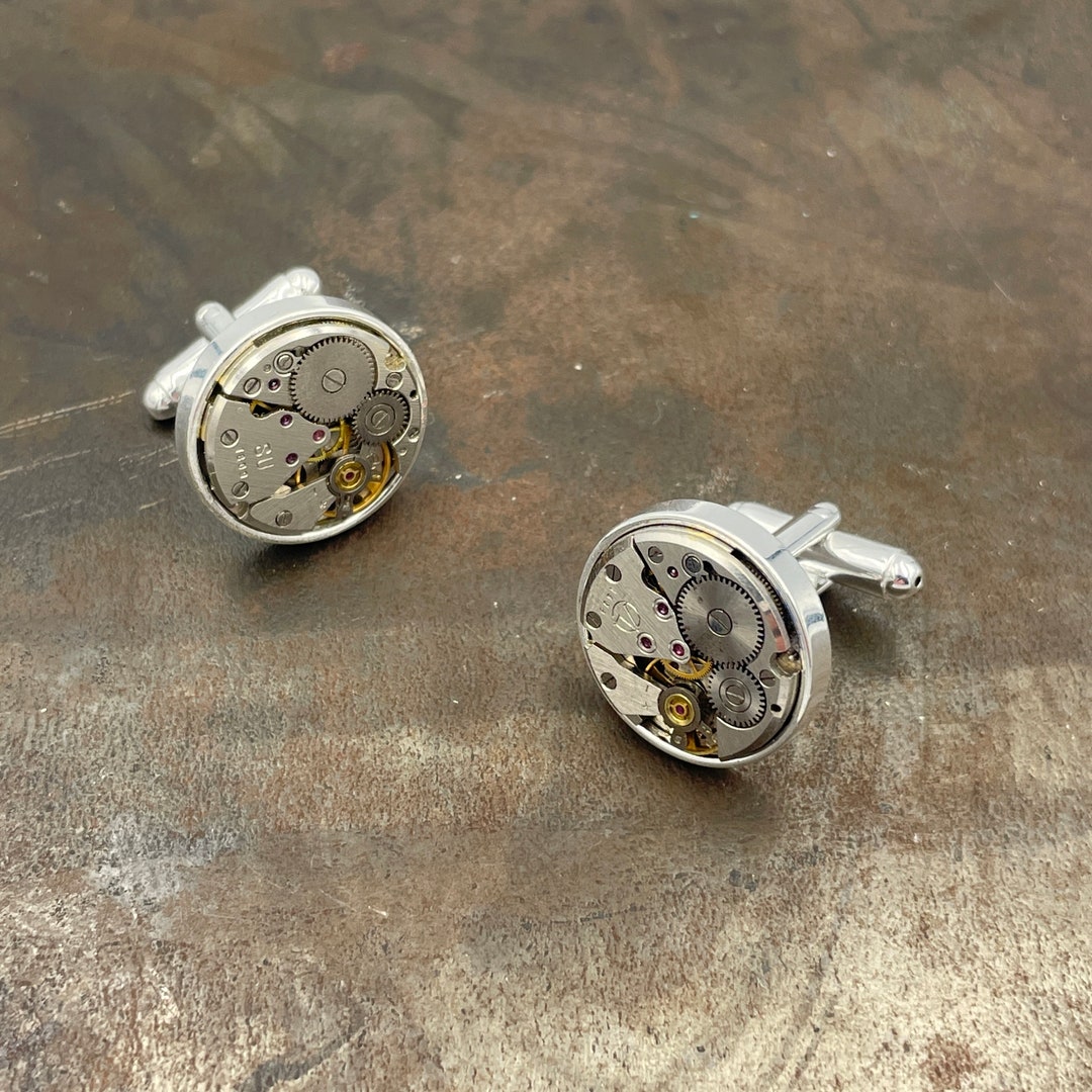 Steampunk Vintage Watch Movement Cufflinks. Upcycled Watch Mechanism ...