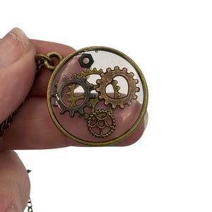 Gear Steampunk Handmade Necklace. Brass and Resin Minimalist Industrial ...