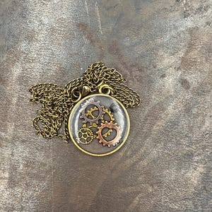 Gear Steampunk Handmade Necklace. Brass and Resin Minimalist Industrial ...