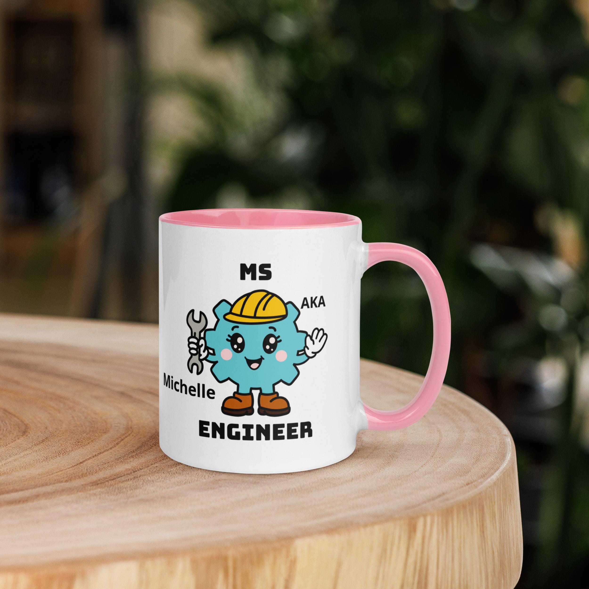 Personalised Engineer Mug With Colour Handle and Inside. Women in ...
