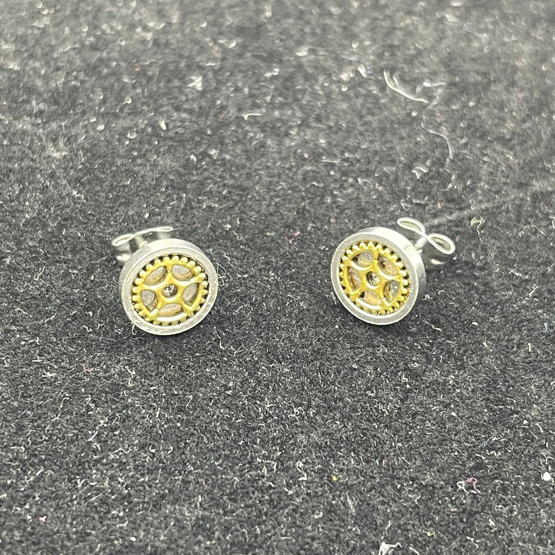 Steampunk Stud Earrings With Hardware Cog Gear Nut Components ...