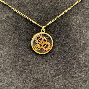 Gear Steampunk Handmade Necklace. Brass and Resin Minimalist Industrial ...