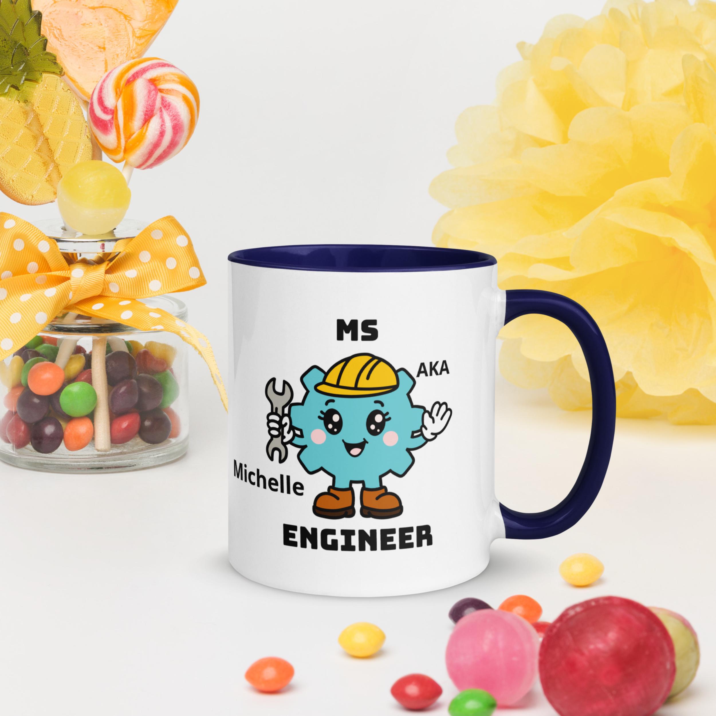 Personalised Engineer Mug With Colour Handle and Inside. Women in ...