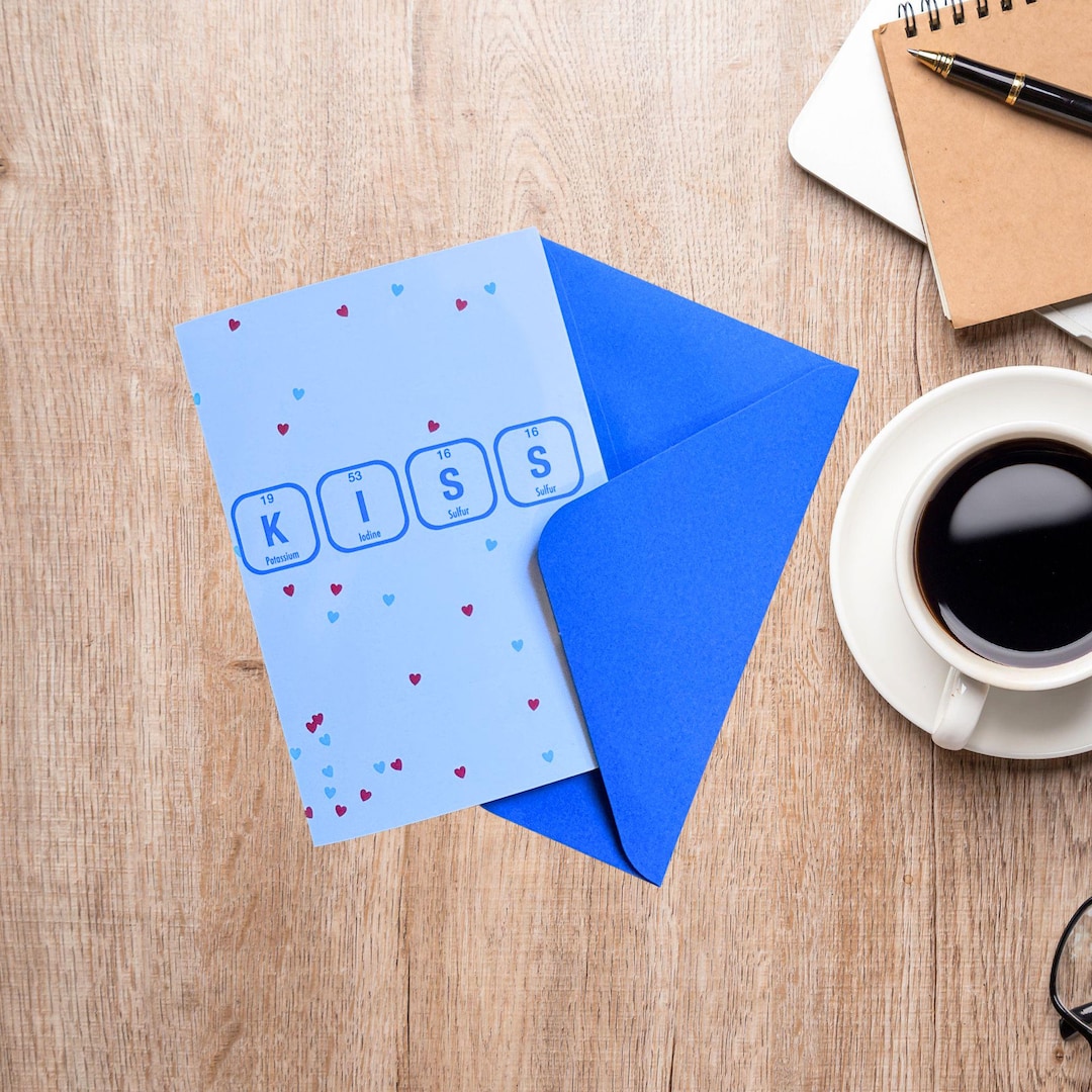 Science Valentine Card. KISS Periodic Table Elements With Mini Hearts ...