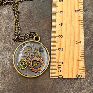 Gear Steampunk Handmade Necklace. Brass and Resin Minimalist Industrial ...