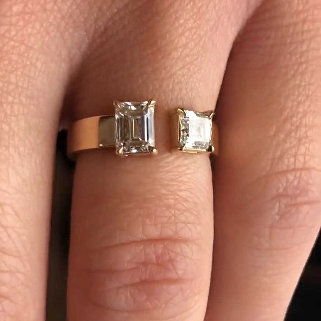 Custom Two Stone Bezel Ring Toi Et Moi Engagement Ring Toi Et Moi ...