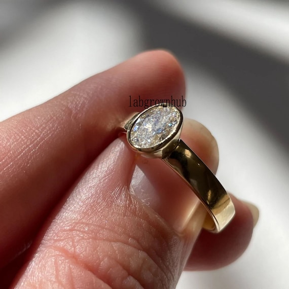 Bezel Set Moissanite Engagement Ring Solitaire Moissanite Ring - Etsy