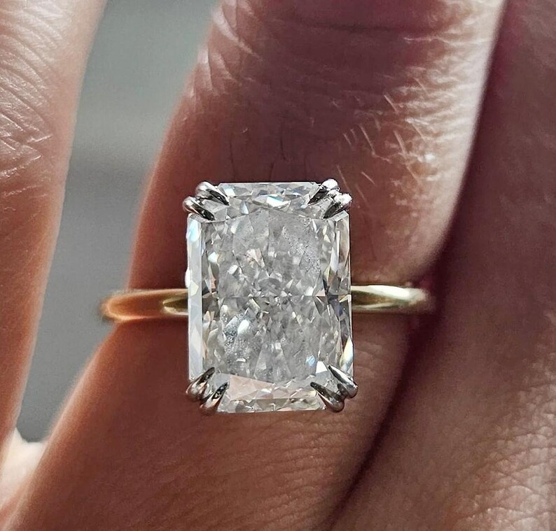 Double Prong Set Radiant Cut Moissanite Ring 3.50 CT Radiant Cut ...