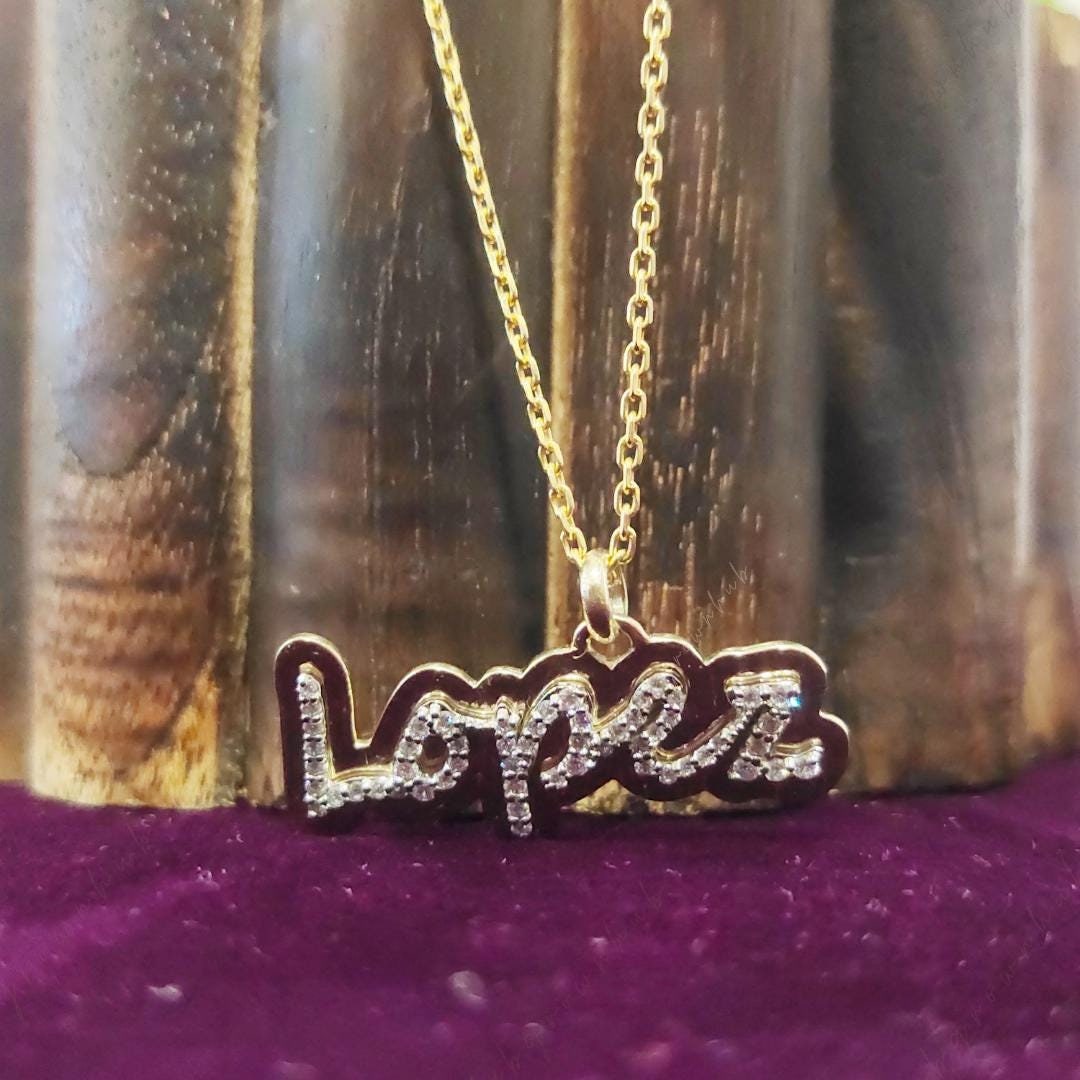 Jennifer Lopez Name Necklace Pav Set Round Cut Moissanite Pendant ...