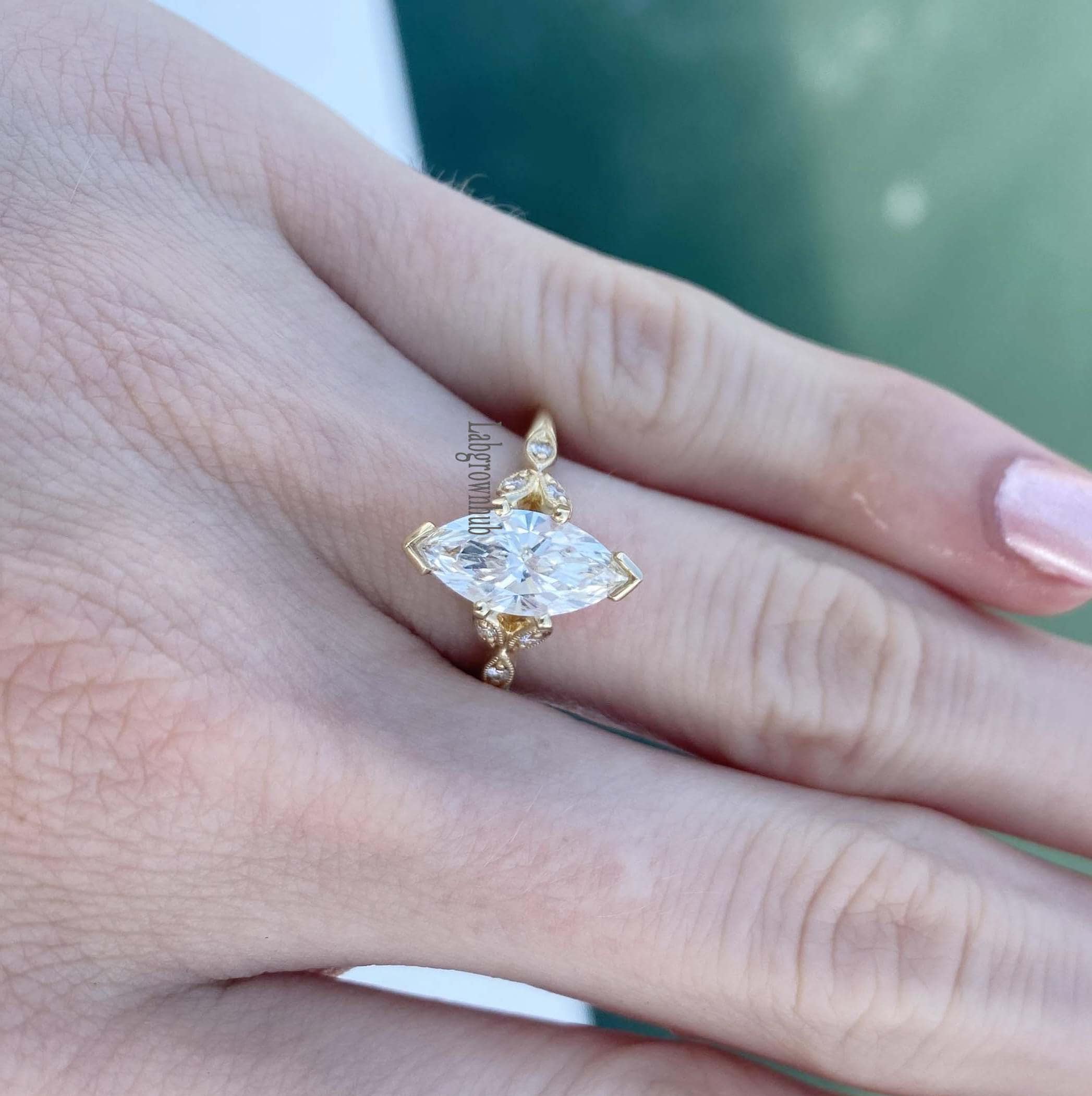 Lab Grown Diamond Engagement Ring Elegant Marquise Diamond Ring in ...