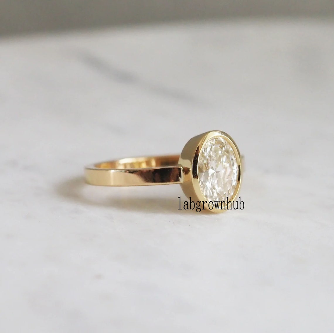 Bezel Set Moissanite Engagement Ring Solitaire Moissanite Ring - Etsy