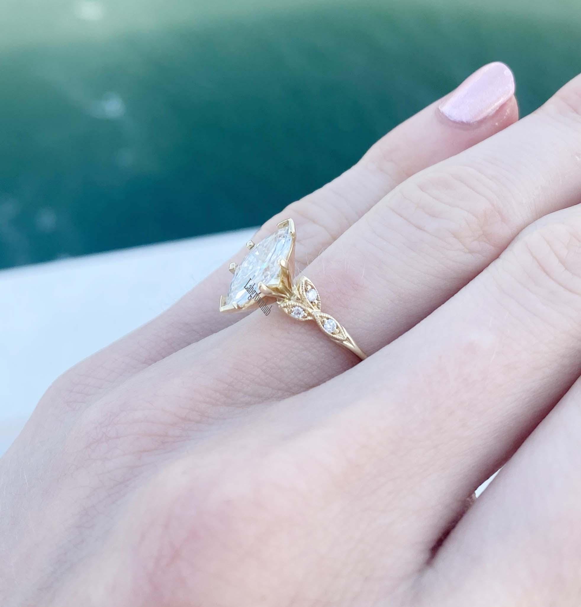 Lab Grown Diamond Engagement Ring Elegant Marquise Diamond Ring in ...