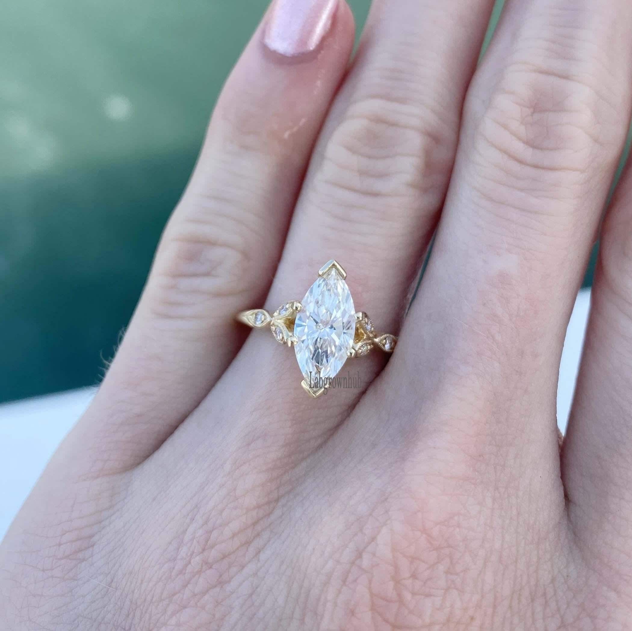 Lab Grown Diamond Engagement Ring Elegant Marquise Diamond Ring in ...