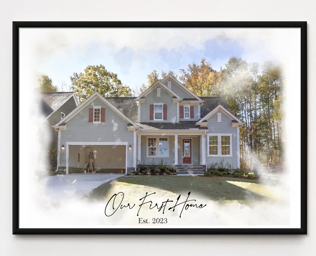 Custom Watercolor House Painting Print, Our First Home Portrait ...