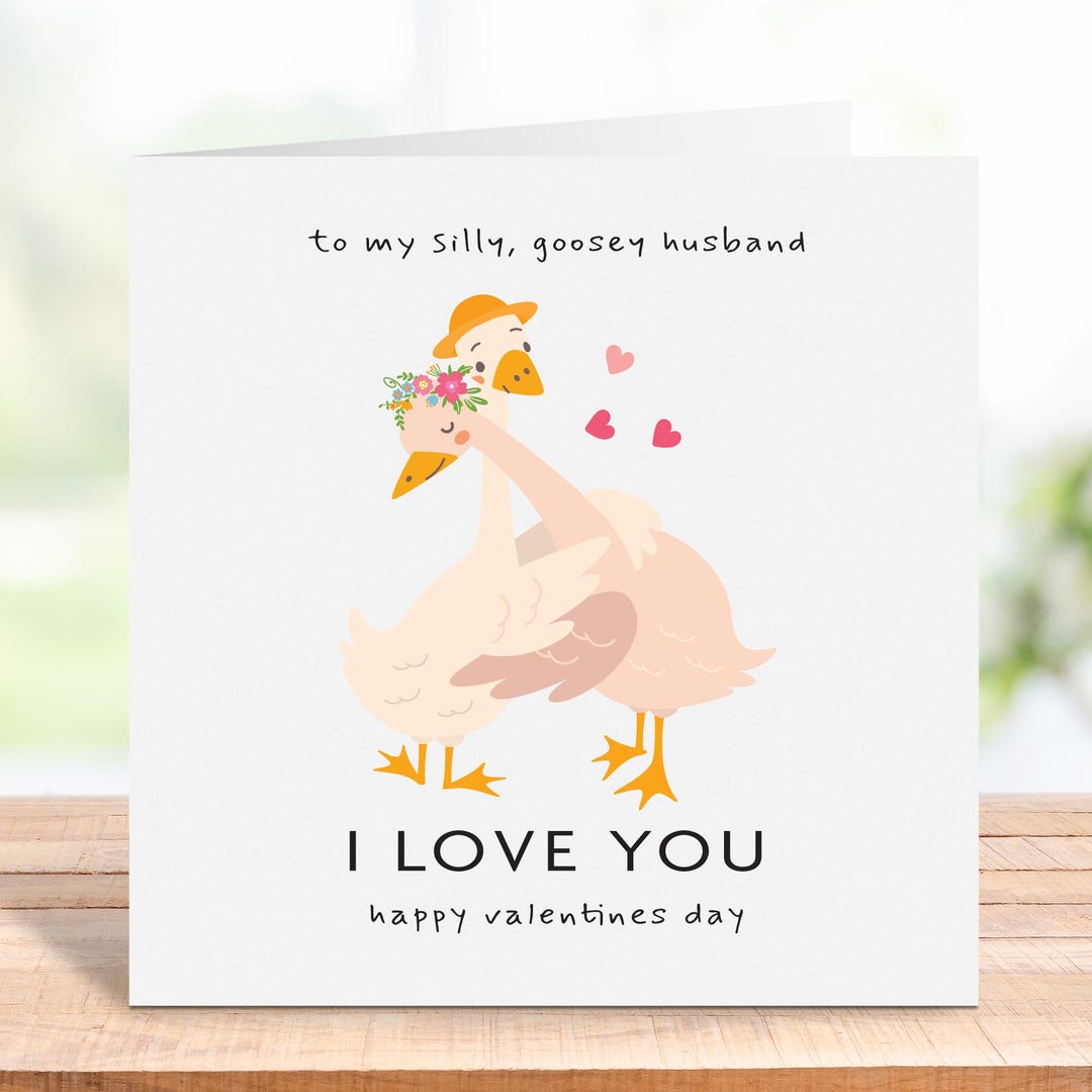 Husband Valentines Card, Silly Goose Valentine's Day Card, Valentines ...