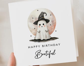 Halloween Birthday Card, Cute Halloween Card, Ghost Halloween Card ...