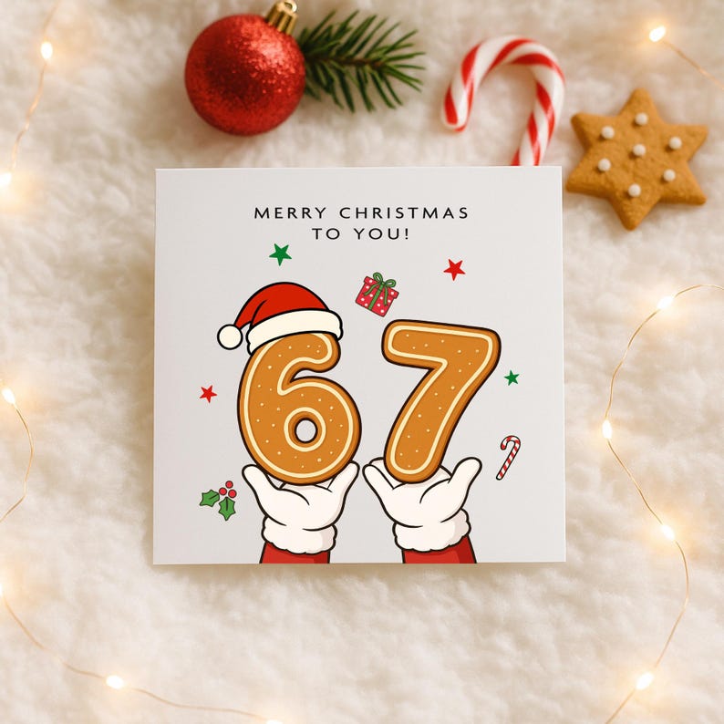 Funny Christmas Card for Kids, 67 Xmas Design for Son, Sixty Seven ...
