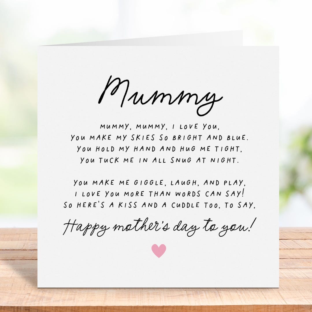 Poem Mother's Day Card for Mummy - Etsy