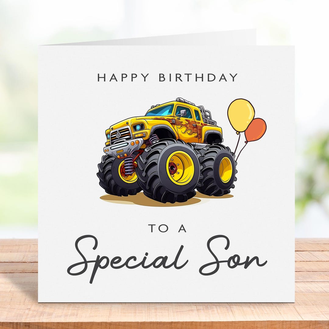 Truck Birthday Card for Son, Son Birthday Card Trucks, Car Birthday ...