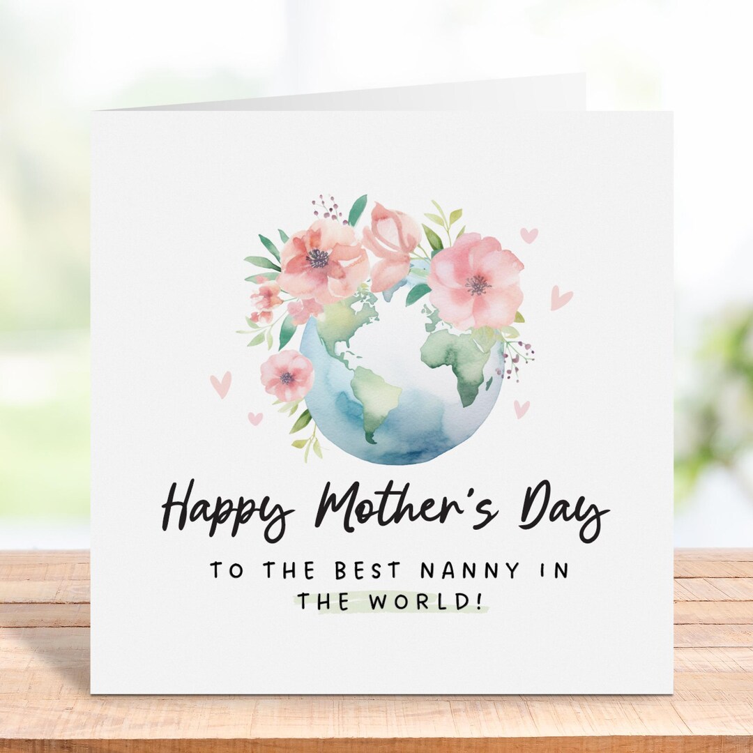 World's Best Nanny Mothers Day Card, Best Nan Mother's Day Card, Gift ...