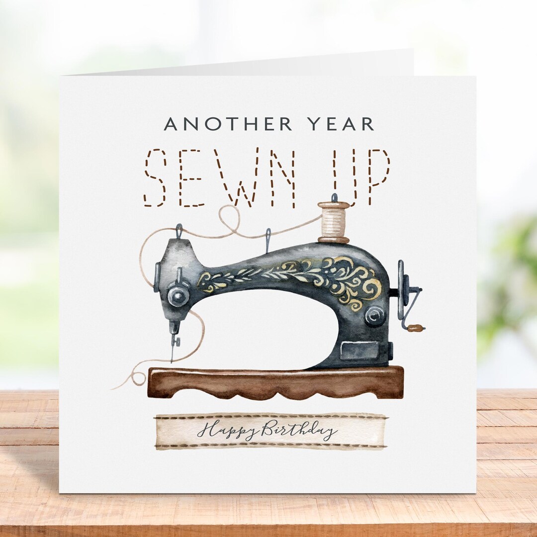 Sewing Machine Birthday Card, Knitting Theme, Friend, Grandma, Auntie ...