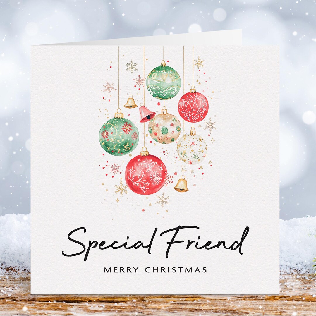 Special Friend Christmas Card, Bauble Xmas Design - Etsy