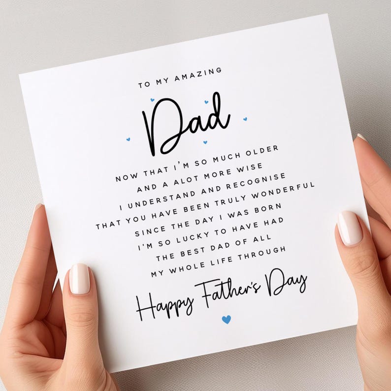 Fathers Day Card for Dad, Fathers Day Poem Card, Card for Him, Amazing ...