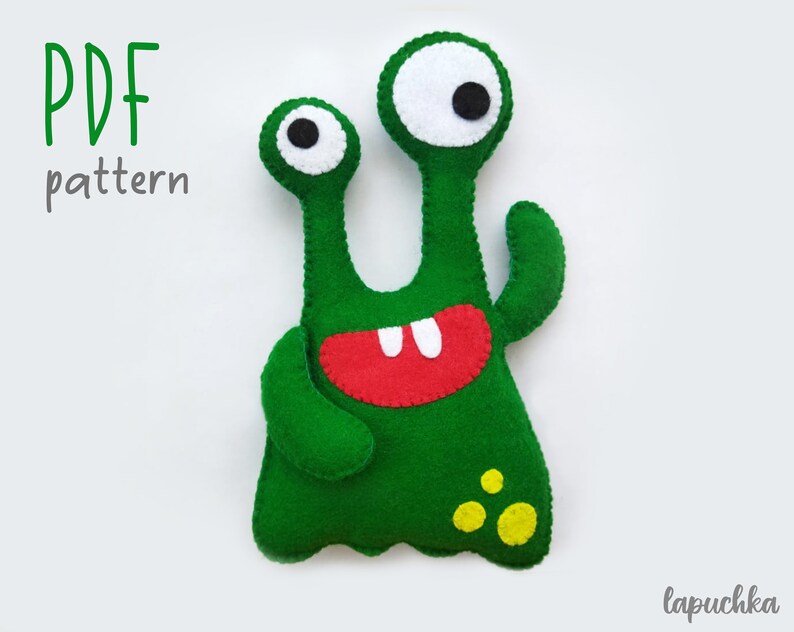 3 Cute Monsters PDF Pattern. Sewing Step by Step Tutorial. Felt Toy ...