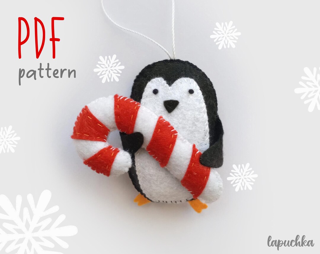 Cute CHRISTMAS Penguin PDF Pattern. Sewing Step by Step Tutorial. Felt ...