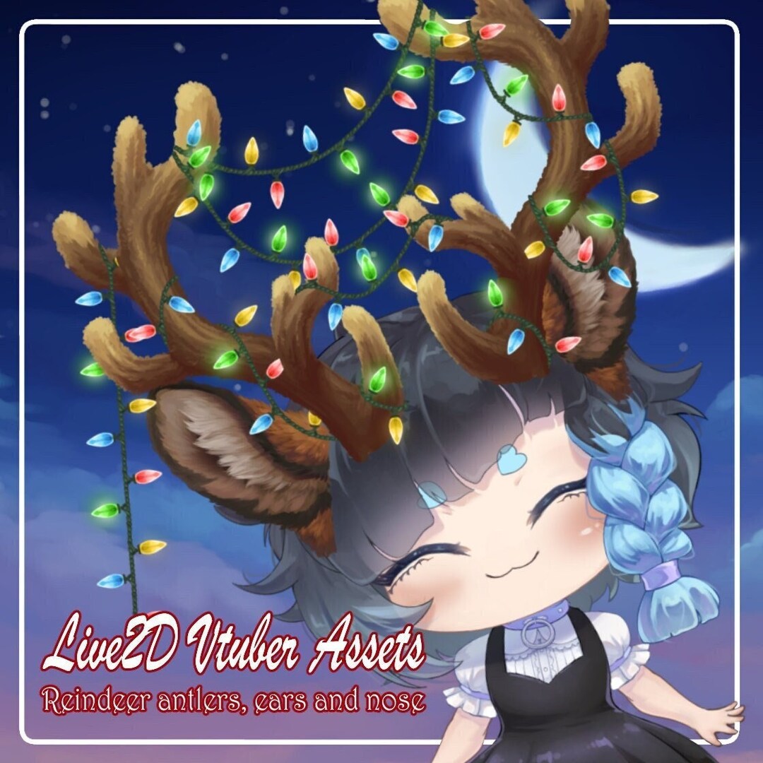 Reindeer Vtuber Assets Pack Live2d Items Ears, Antlers and Nose - Etsy