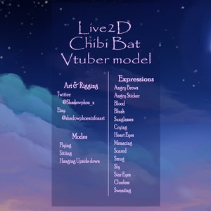 Chibi Bat Vtuber Avatar - Full Body/fully Rigged Live2d Model - Etsy