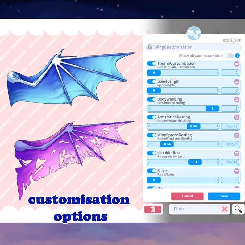 Customisable Live2d Items - Vtuber Demon Asset Pack - Horns, Wings and Tail - Etsy