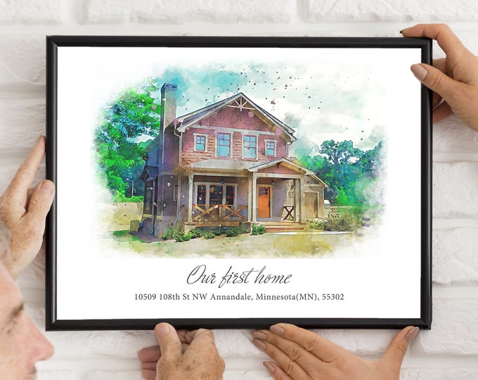 Custom Front Porch Portrait - First Home Gift - Home Art - House ...