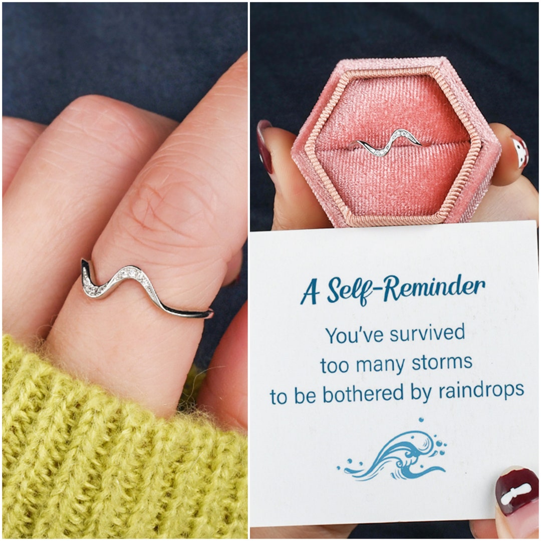A Self-reminder Minimalist Wave Ring Youve Survived Too - Etsy