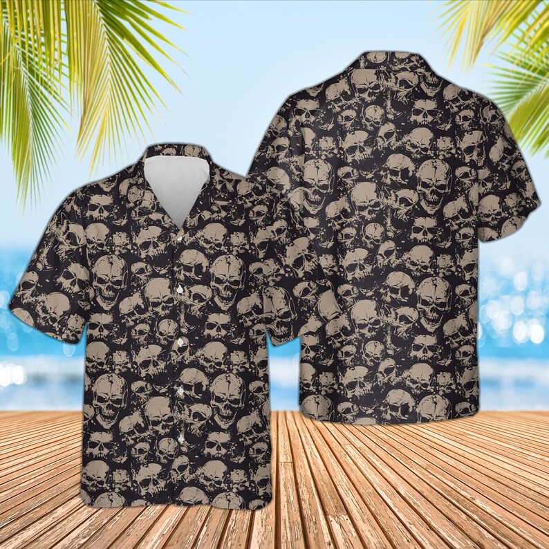 Skull Hawaiian Shirt Skull Gothic Shirt Summer Skull Shirt - Etsy