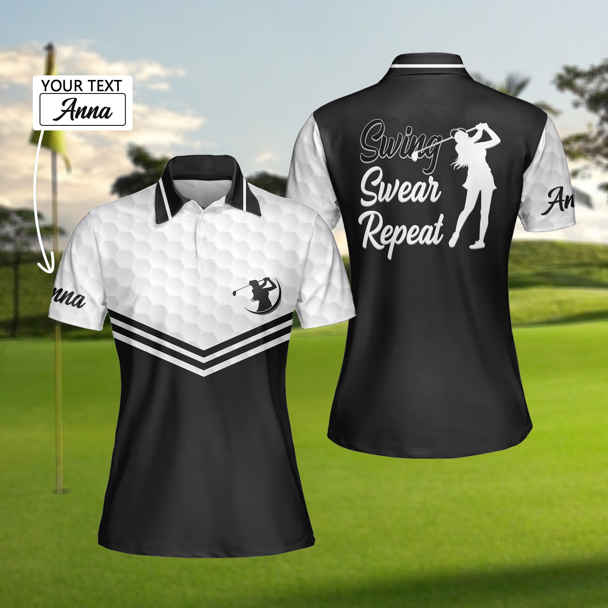 Swing Swear Repeat Women Polo Shirt Goft Girl Polo Shirt - Etsy