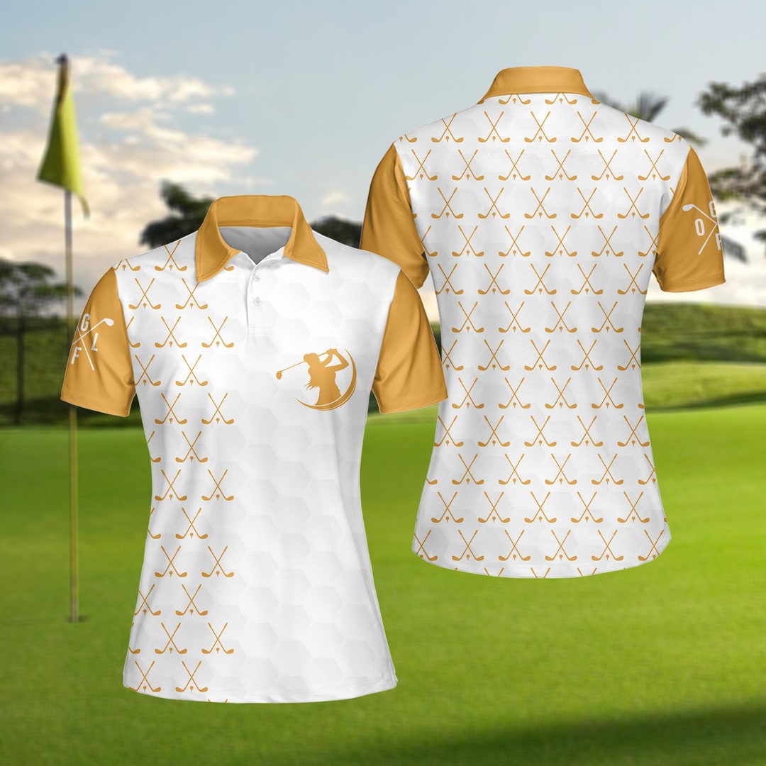 Women Polo Shirt White and Yellow Golf Shirt for Ladies - Etsy Canada
